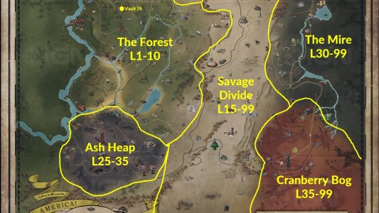 The Recommended Level for Each Fallout 76 Map Region The Recommended Level for Each Fallout 76 Map Region