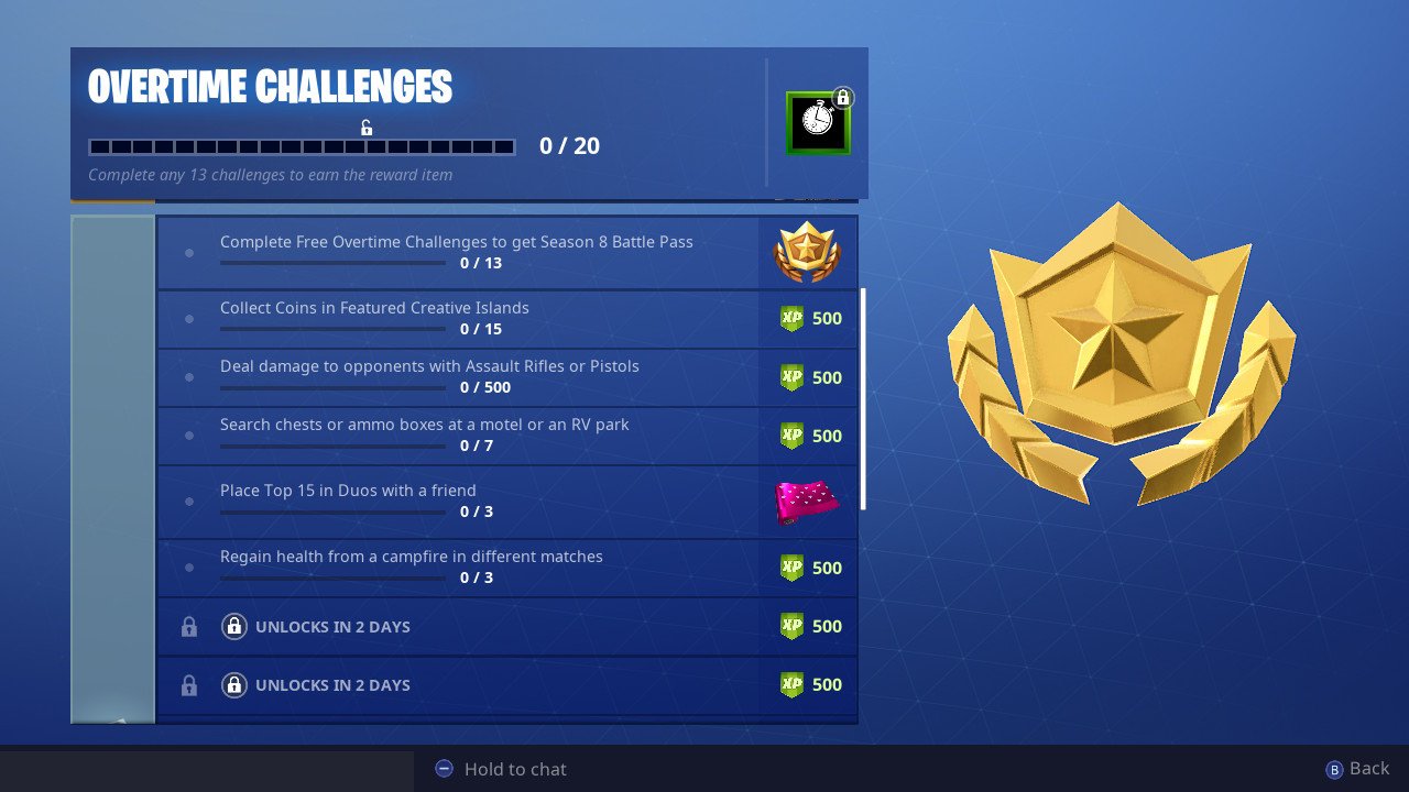 Epic Games Adds the First Ever Fortnite Overtime Challenges